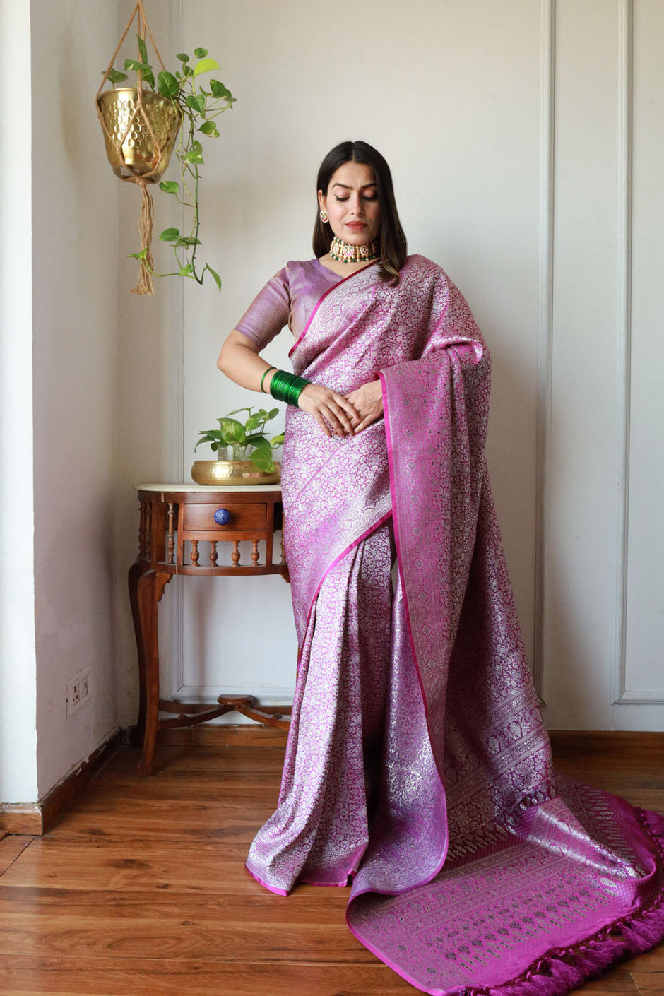 Buy Handwoven Traditional Banarasi Mashru Silk Saree Online - Bunkala ...
