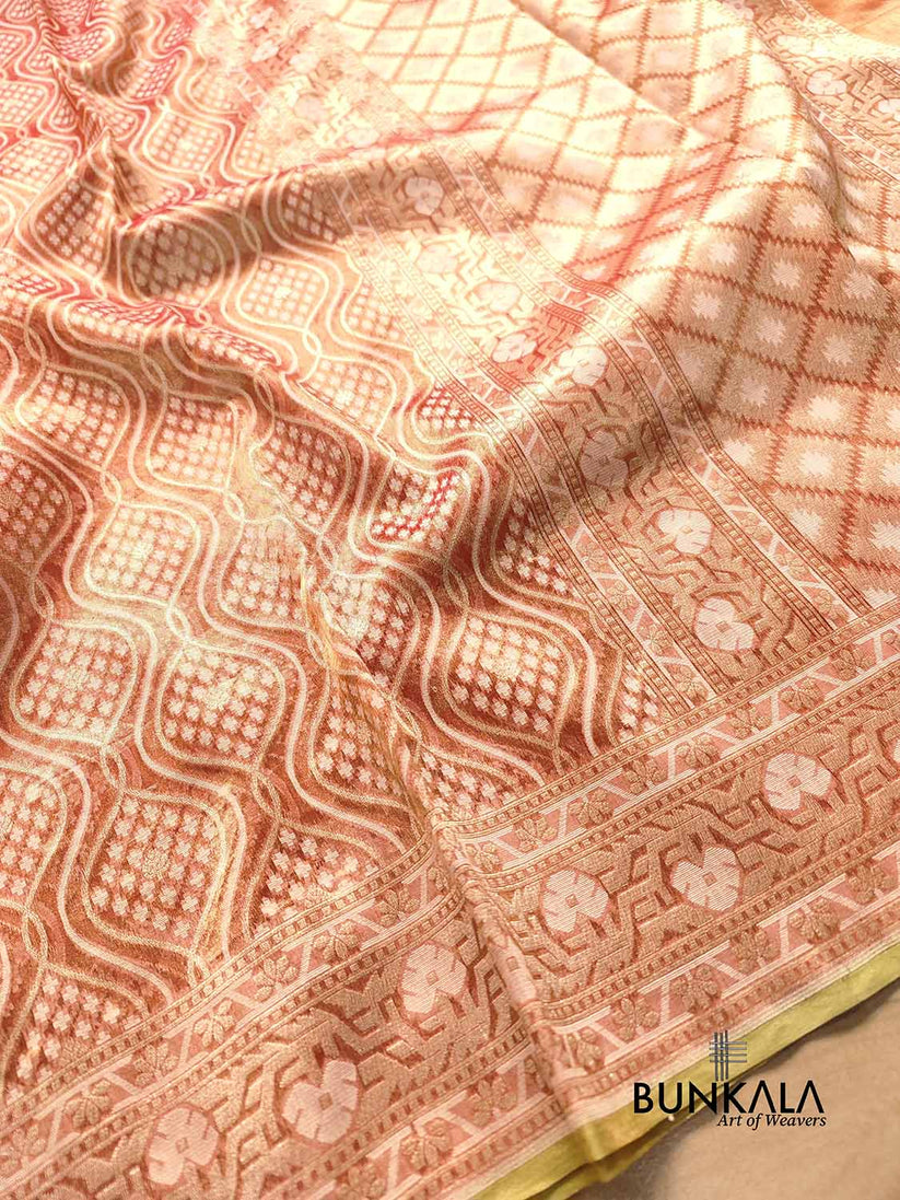 Shop Red Pure Soft Tissue Jaal Heritage Design Handloom Banarasi Saree ...