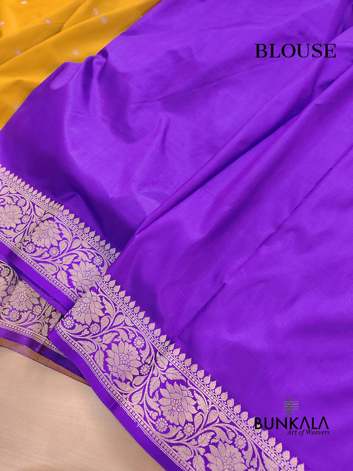Shop Mustard Yellow Koniya Handweaved Banarasi Pure Katan Silk Saree ...