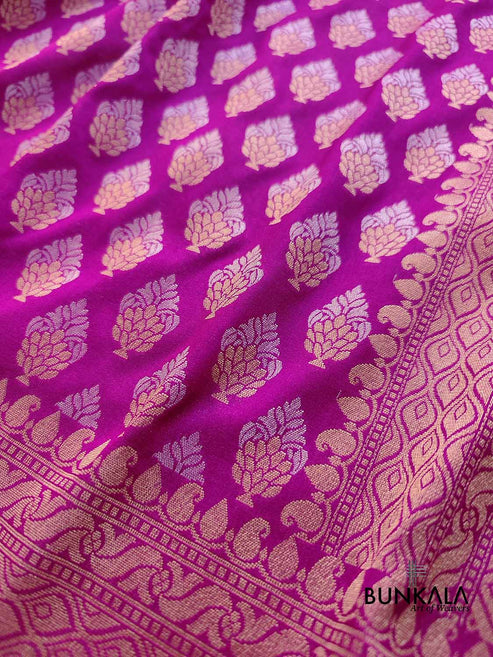 Shop Magenta Pink Buti Banarasi Silk Saree – BUNKALA