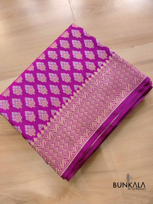 Shop Magenta Pink Buti Banarasi Silk Saree – BUNKALA