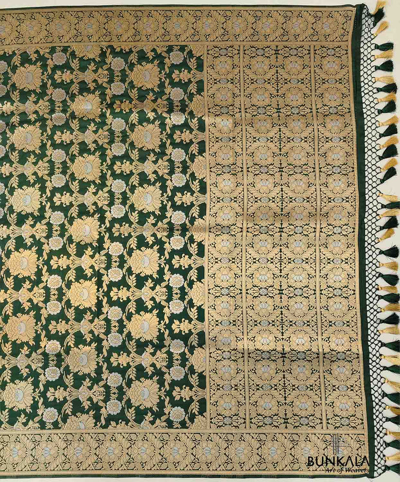 Green Jangla Design Sona Rupa Banarasi Silk Saree – BUNKALA